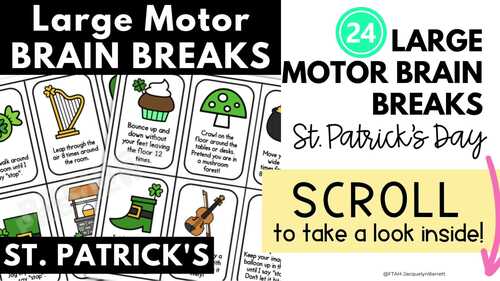 St Patrick's Day Brain Breaks | Large Motor Activity Cards | Indoor or ...