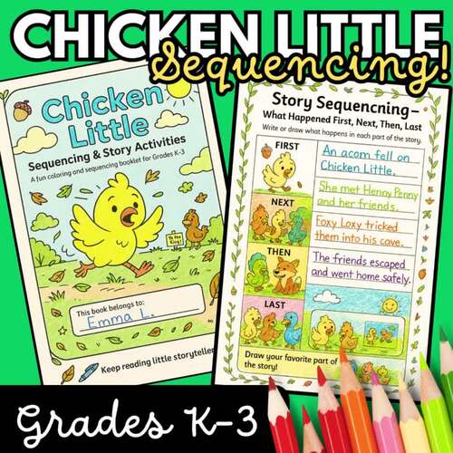 Chicken Little Sequencing & Story Activities | Fairy Tale Retelling ...