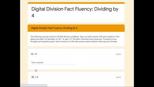 Digital Division Fact Fluency: Dividing by 4 Google Classroom™ | TPT
