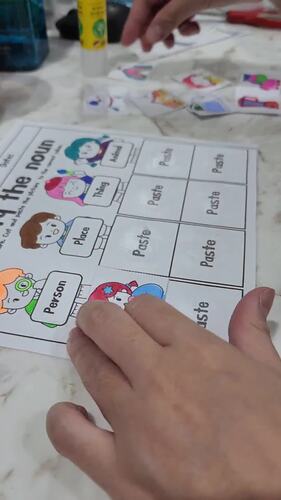 Sorting nouns, Cut and Paste Worksheets with Pictures, Identify Noun