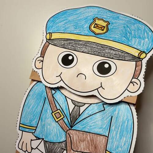 Mail Carrier Postal Worker Puppet Paper Bag Craft Community Helper Post ...