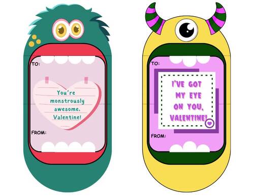 Monster Valentine Cards for Kids | Printable Valentine’s Day Cards ...
