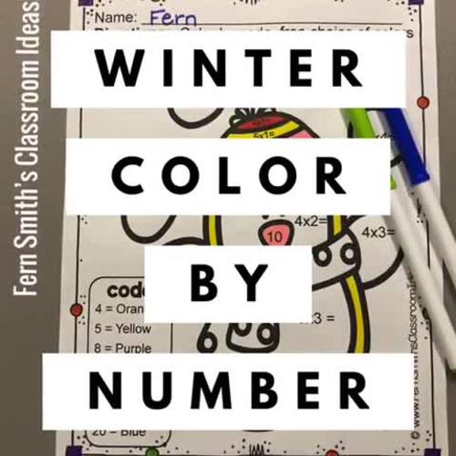 Winter Color By Number Multiplication by Fern Smith's Classroom Ideas