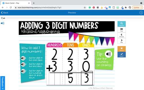 3 Digit Addition without Regrouping - Digital Boom Task Cards | TPT