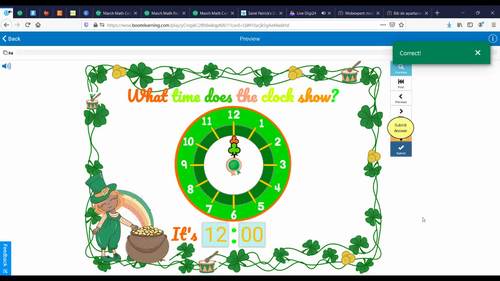 St Patricks Day Math Writing Time to the Hour and Half-Hour Boom Cards