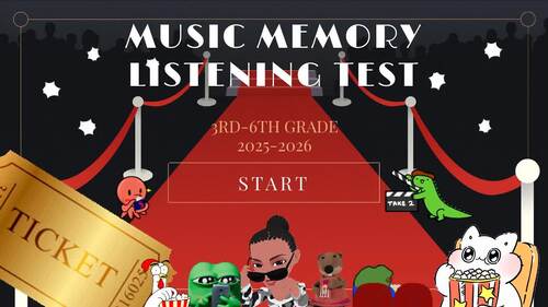 Music Memory Listening Quiz- 30 Questions- 3rd-6th Grade (2025-2026)