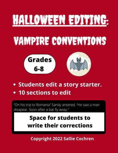 Halloween Editing: Vampire Conventions (Grades 6-8) | TPT