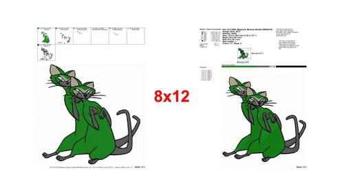 Mischievous Siamese Twin Cartoon Cats Embroidery Designs - Instant Download