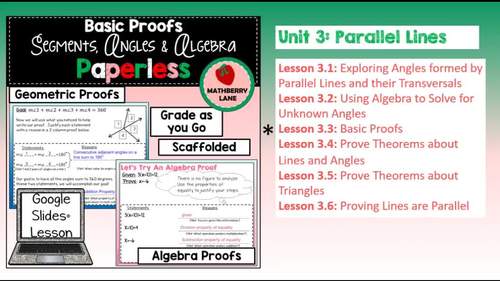 Basic Proofs DIGITAL Lesson Geometry Segments Angles Solving Algebra