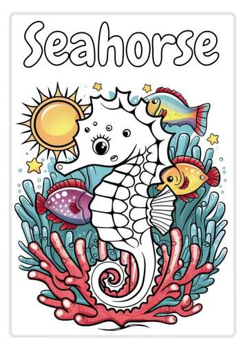 Best Pintable Sea Animal Seahorse coloring page,kids,cute,Printable ...