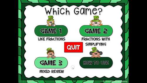 Adding Fractions St. Patrick's Day Powerpoint Game by Teacher Gameroom