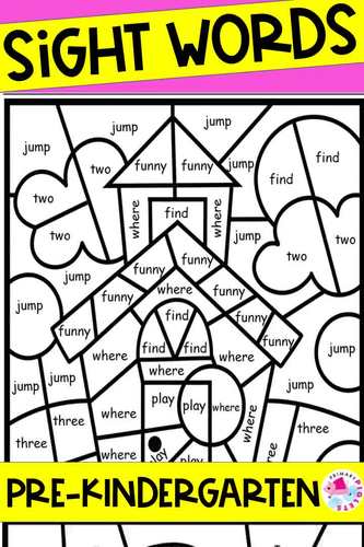 Back to School Color by Code Sight Words Prekindergarten by Primary Piglets