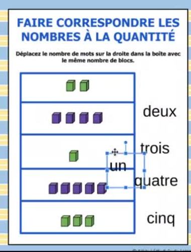 French| Number Sense| Whole Numbers| Matching Number Words to Quantity