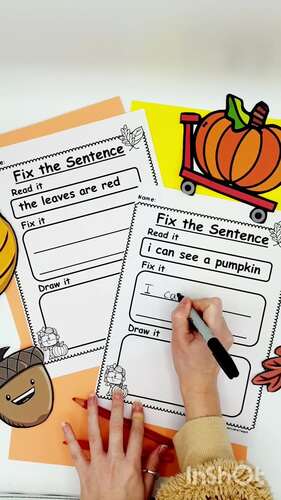 Fall Sentence Writing Activities Kindergarten Sentence Structure Worksheets