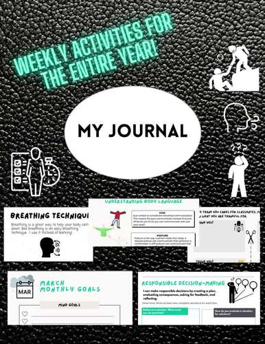 Back-to-School | Weekly Reflection Journal - SEL | Character Ed | Starters