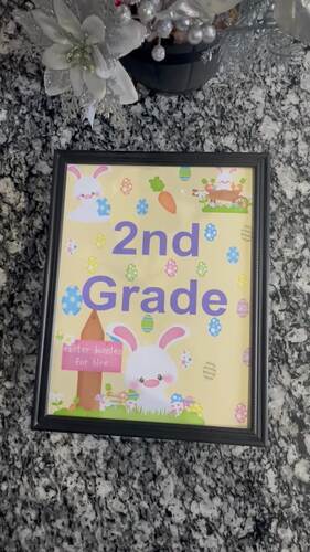 Happy Easter 2nd grade door poster sign teacher class decoration wall art