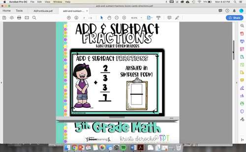Add and Subtract Fractions- Boom Cards by Kristi DeRoche | TPT