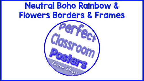 Neutral Boho Rainbows Flowers Borders and Frames Commercial Use Clip Art