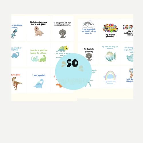 Printable Lunchbox affirmation notes, 50 Daily Affirmation Cards ...