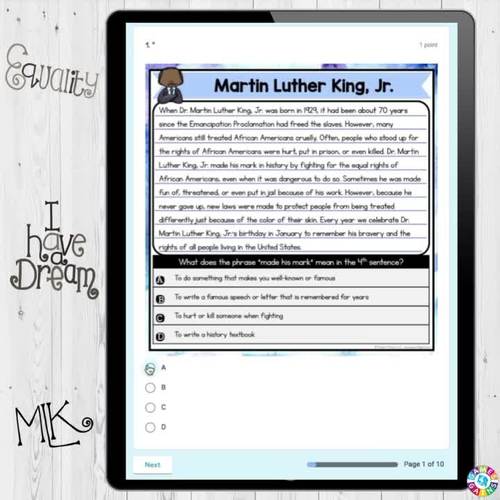 Martin Luther King Jr Reading Comprehension Passages | MLK | Google ...