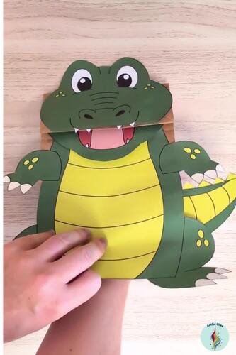 Alligator Craft Zoo Animal Paper Bag Puppets Printable, Easy Brown Bag ...