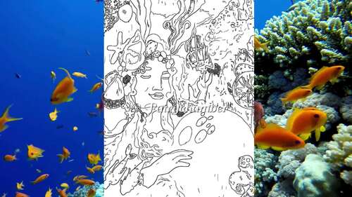 Goddess Of The Sea Coloring Page - Lovely Ocean Fantasy by Fairychamber