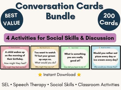 Conversation Cards Bundle | Social Skills & Speech Therapy Activities