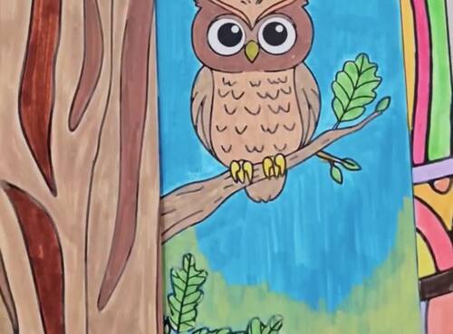 3D Woodland Tree Craft Coloring, Owls, Squirrels, Autumn Craft ...