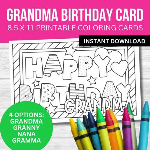 coloring birthday cards for grandma