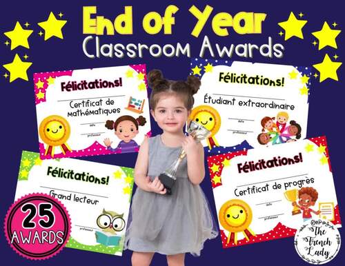 FRENCH End of the Year Classroom Awards & Certificates by The French Lady