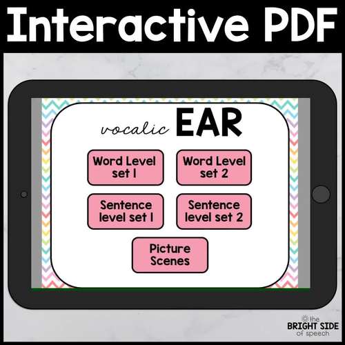 Vocalic EAR No-Print Articulation Flashcards + BOOM cards | TPT