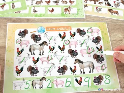 I Spy Farm Animals Worksheets: Search, Count & Write Numbers 1-10 ...