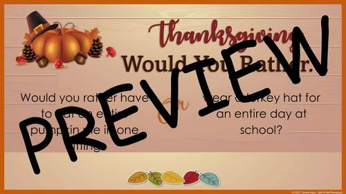 November Thanksgiving Would You Rather Slides and Card Game | TPT