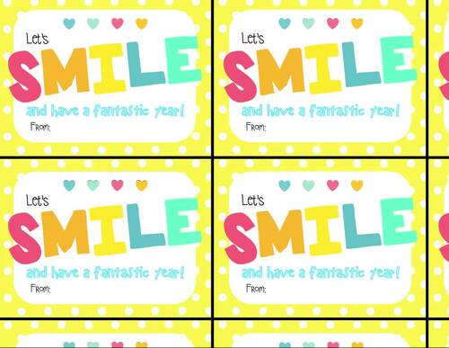 Cute "SMILE" Stress Ball Beginning of Year Gift Tag- Let's SMILE and ...