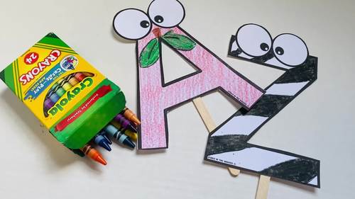 Uppercase Alphabet Letter Puppet Monsters for letter recognition