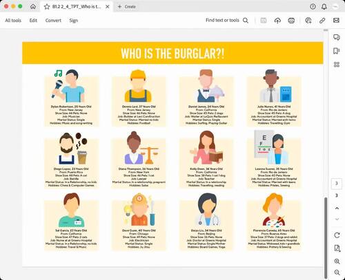 ESL Intermediate Lesson: Who is the Burglar Game! by ESL Class Workshop