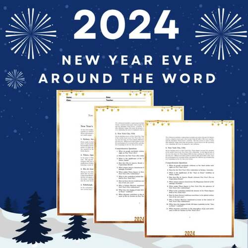 New Year's Eve Around the World Reading Comprehension ELA activities No ...