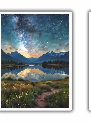 Watercolor Starry Night Digital Paper Pack 12X12, Watercolor Landscape