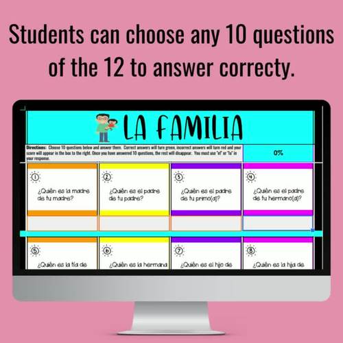 LA FAMILIA | Digital Pick Board by Perfect Spanish Plans by Marilyn