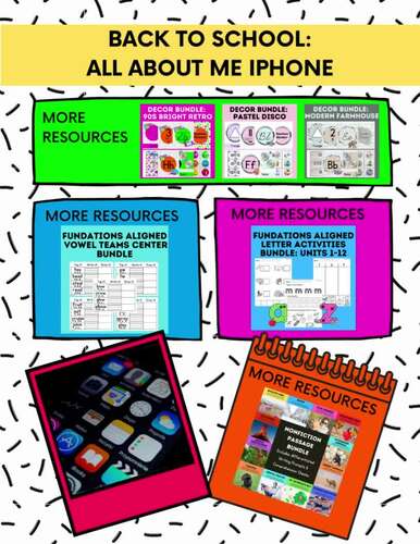 Back to School All About Me iPhone Activity by Ms Beh in K | TPT