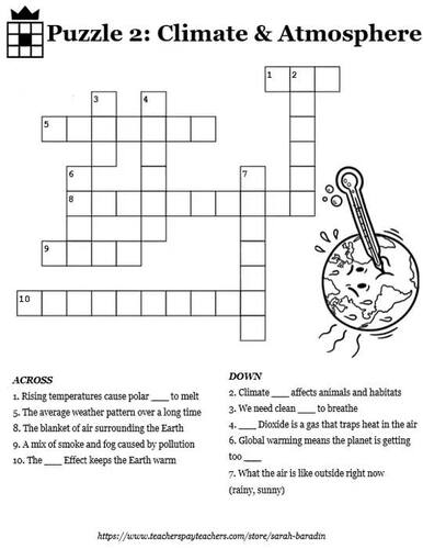 Earth Day Crosswords Puzzle With Word Bank Energy, Climate & Ecosystems