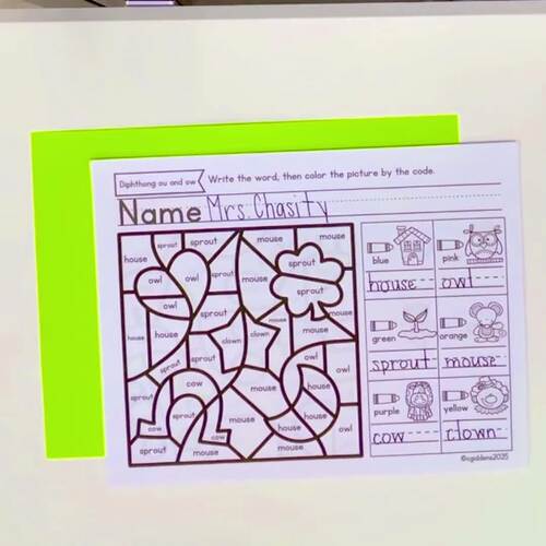 Earth Day Color By Code April Diphthong Easter 1st Grade Spring St ...