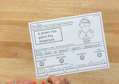 Sentence Writing/Scrambled Sentences Grades 1-2 St. Patty's Day Writing ...