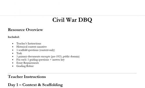 Civil War DBQ by PBL History & Civics | TPT