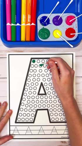 Letter A Alphabet Crafts Q Tip Painting Fine Motor Skills by Preschool ...