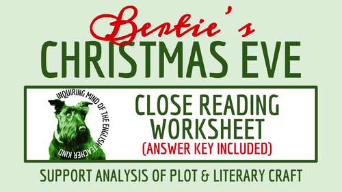 "Bertie's Christmas Eve" by Saki Analysis Worksheet | Holiday Reading ...