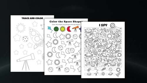 Space Activity Coloring Pages for Kids Solar Eclipse 2024 Preschoolers ...
