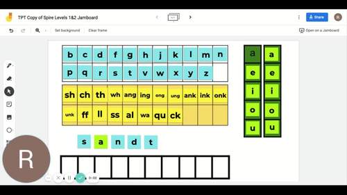 Interactive digital word building LETTER BOARD for BEGINNING readers