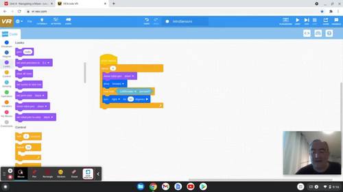 Intro To Vex Vr Coding Detecting Walls Middle School High School