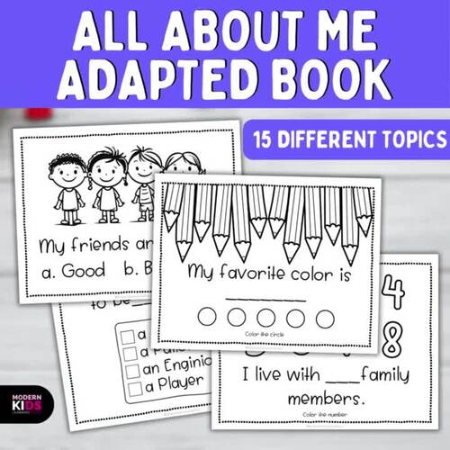 All About Me Adapted Book - Back to School Autism Special Education